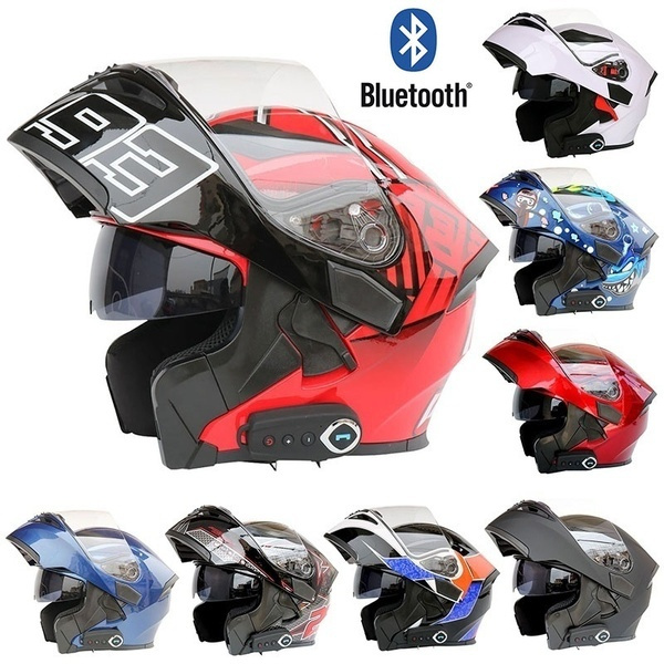 Motorcycle Dual Visor Full Face Modular Flip Up Motorcycle Bluetooth ...