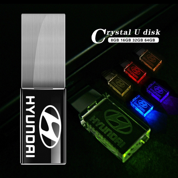 USB 2.0 Flash Drive 8GB 16GB 32GB 64GB Crystal Glass Lighting Car Logo ...