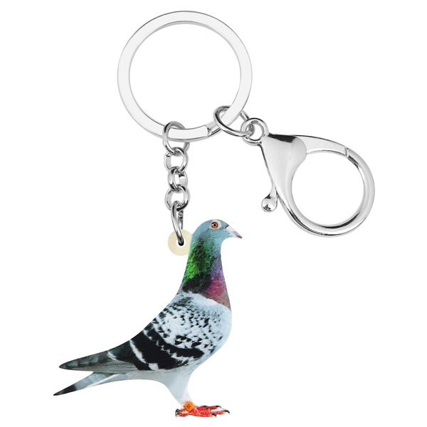 Acrylic Multicolored Pigeon Keychains Schoolbags Purse Car Key Chains ...