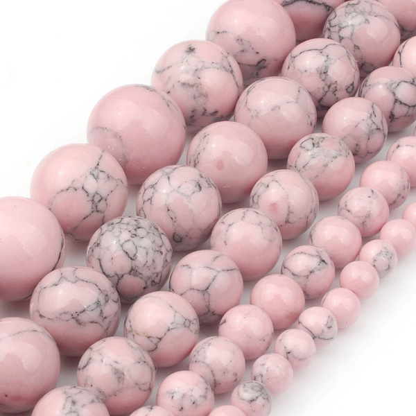 1pcs 4/6/8/10/12mm Pink Howlite Beads for Jewelry Bracelet Making Round ...