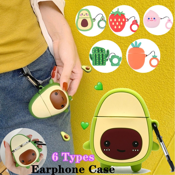 Avocado Design Fruit Earphone Case Shockproof Cover with Anti-lost Ring ...