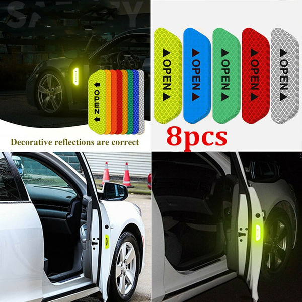 8pcs Door Stickers Reflective Tape Open Sign Warning Mark Universal ...
