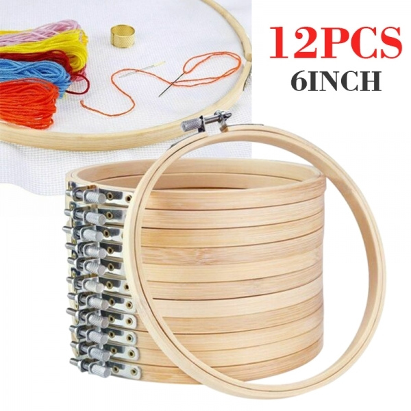 12pcs New 6 Inch 15cm Wooden Embroidery Hoops Bamboo Circle Cross ...