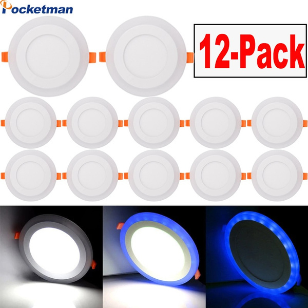 6/12 Pack Double Color LED Panel Downlight 6W 3 Models Cold White+ Blue ...