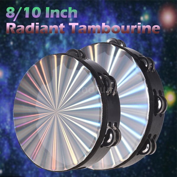 8 Inch Wooden Radiant Tambourine Handbell Hand Drum with Double Row ...