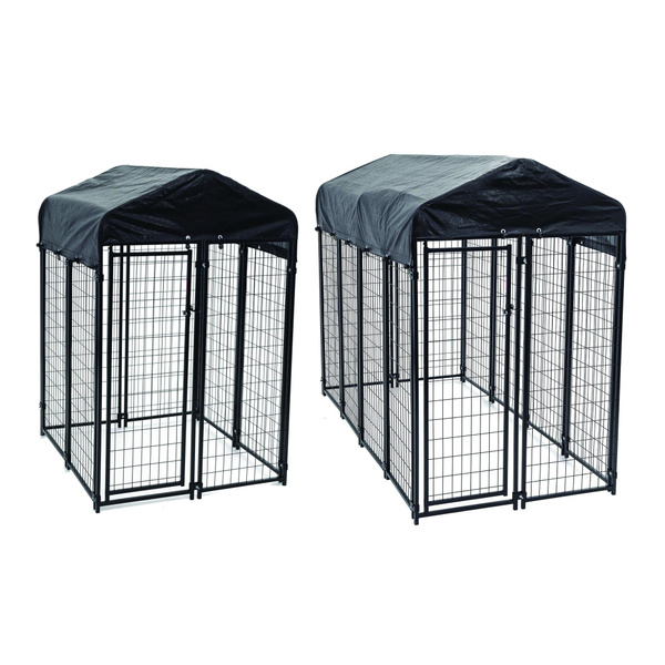 Lucky Dog Uptown Covered Dog Kennel with Lucky Dog Wire Dog Fence Pet ...