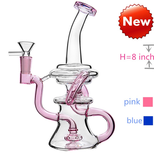 8 Inch Pink and Blue Unique Dab Rigs In Stock Glass Water Dab Rig ...