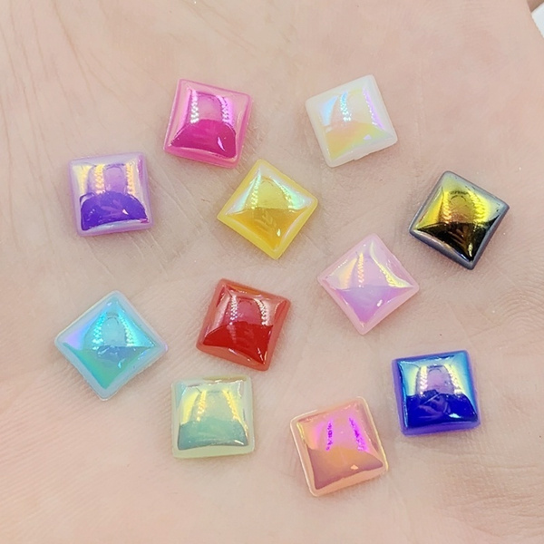 10mm Acrylic Rhinestone AB Acrylic Square Smooth Surface FlatBack ...