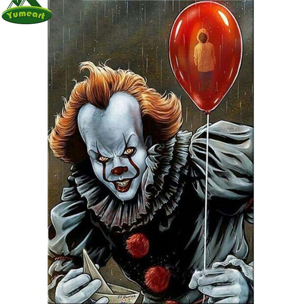 5D Diamond Painting Horror clown skull Art Square Embroidery Full ...