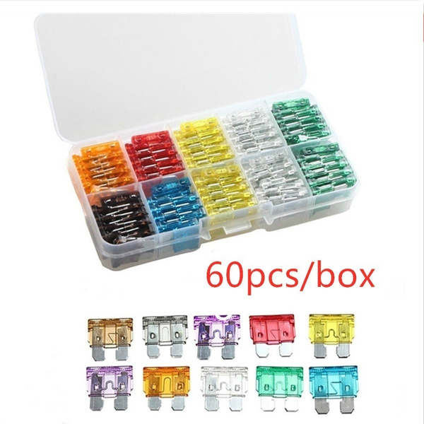 60/box Car Mini Blade Fuses Auto Assortment Fuse Kit 5A 10A 15A 20A 25A ...