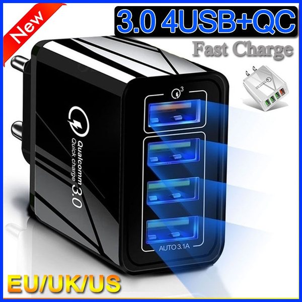 New Upgrade 4 Plug Usb Multi-port Charger EU / US / UK Plug Mobile ...