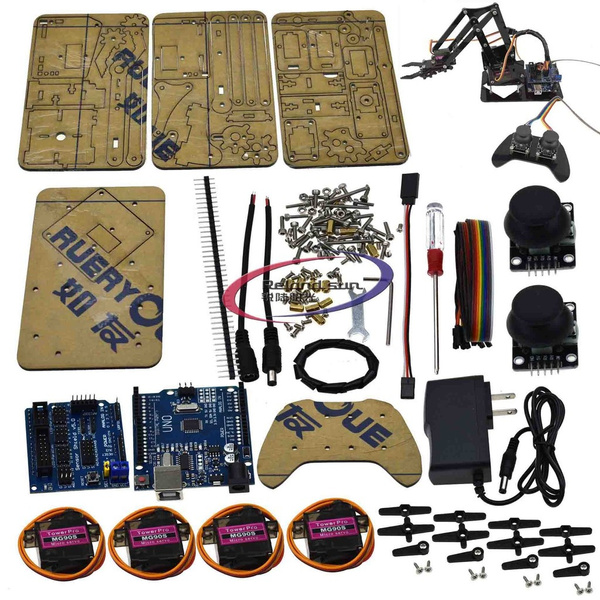 4DOF Acrylic Toys Robot Mechanical Arm Claw Kit for Arduino UNO R3 DIY ...