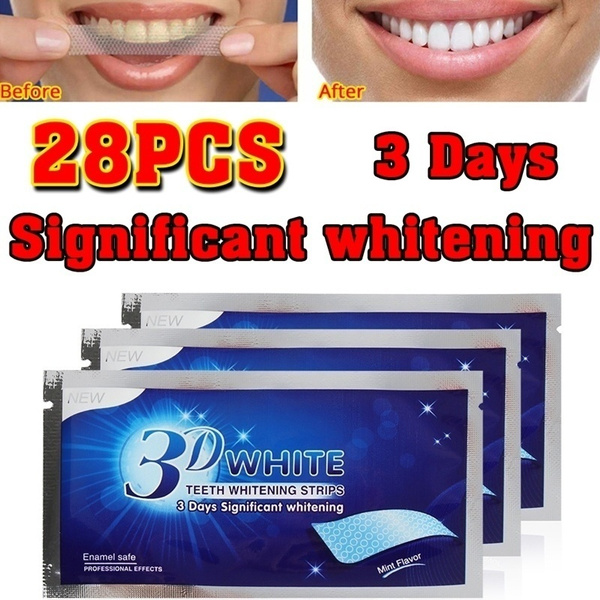 28pcs 14 Pouches Gel Teeth Whitening Strips 3 Days Teeth Significant