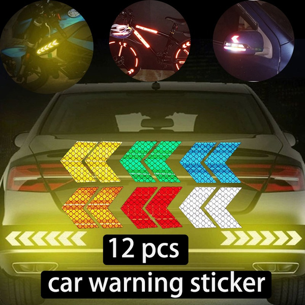 12 Piece/set Car Reflective Sticker Warning Decals Arrows Pattern ...