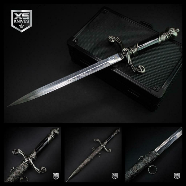 13.5" Ornate Black FANTASY Dagger Sword Collectors Renaissance MEDIEVAL ...