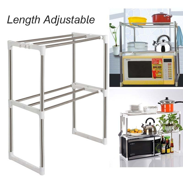 Stainless Steel Adjustable Multifunctional Microwave Oven Shelf Rack ...