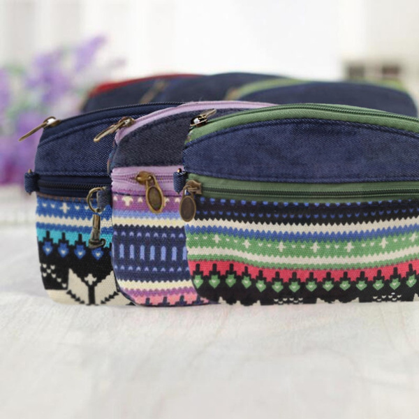 Women's National Wind Double Handle Cloth Fabric Coin Bag Coin Purse ...