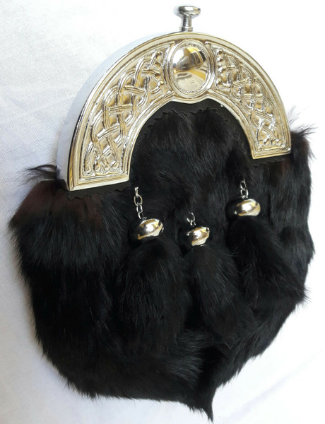 Scottish Kilt Original Rabbit Full Dress Sporran Antique Chrome Thistle ...