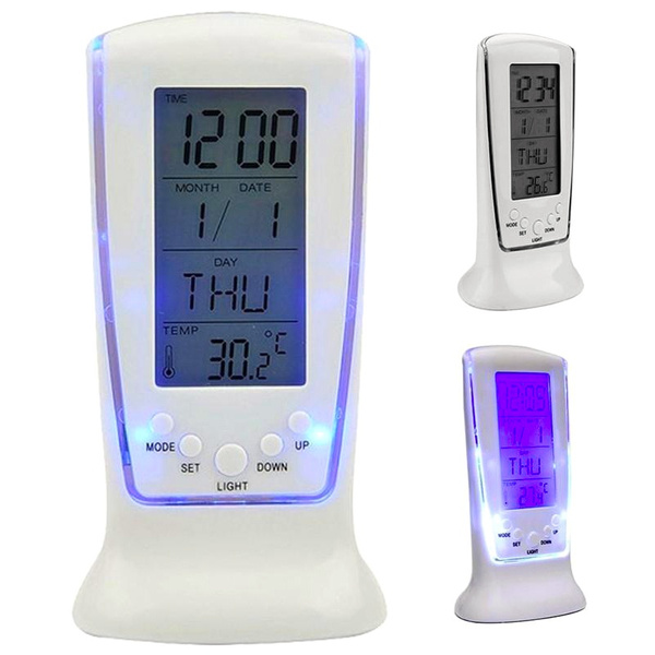 LED Digital Alarm Clock with Blue Backlight LCD Display Calendar ...