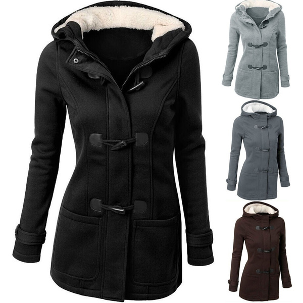 Plus Size Womans New Fashion Winter Wool Blended Classic Pea Coat Lady ...