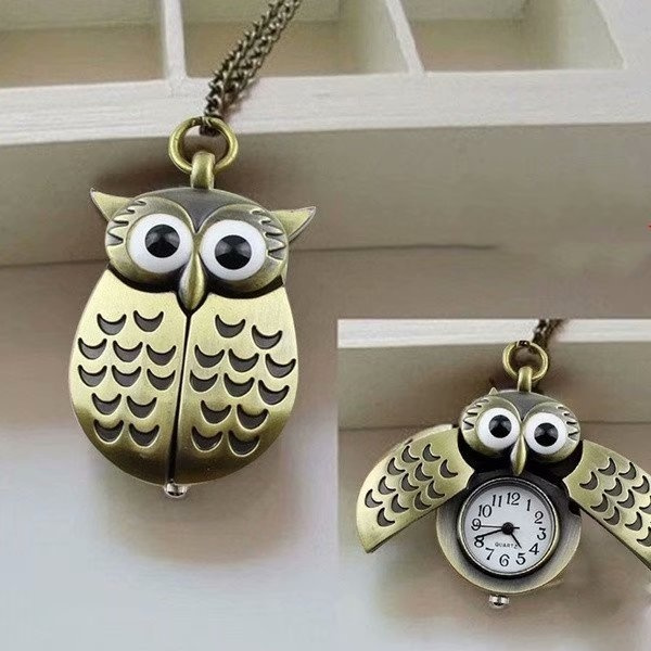 Bronze Owl Pocket Watch Flipping Creative Pocket Watch Quartz Watch ...
