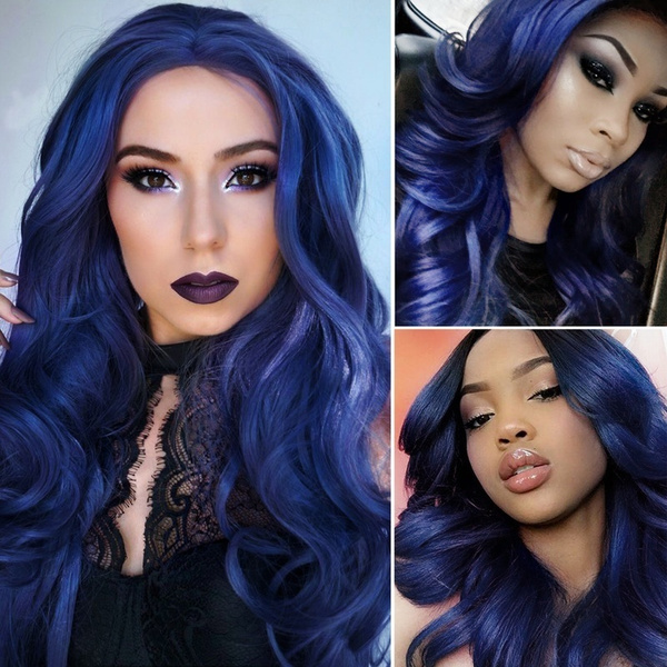 18 Colors Natural Wavy Wig Long Cosplay Wig High Temperature Synthetic ...