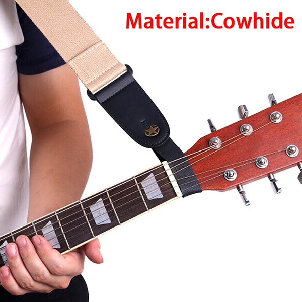 1x black leather guitar strap holder button safe lock for acoustic ...