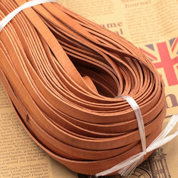 Real Genuine Leather Flat Cord Rope String Tape Stripe First Layer ...
