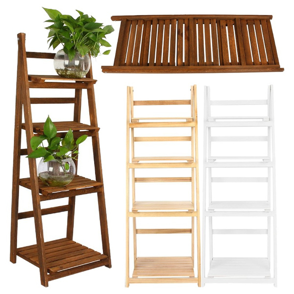 4 Tier Ladder Shelf Display Unit Home Bookcase Stand Plant Flower ...