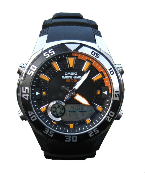 Casio Men's Marine Gear Tide Graph 10-Year Battery Black Resin Watch ...