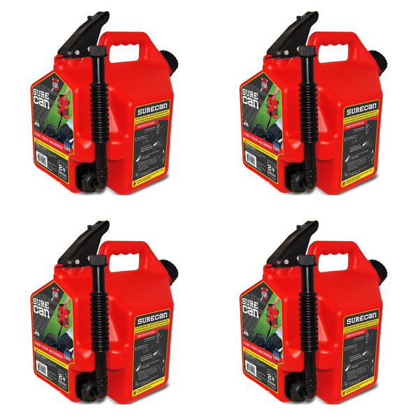 SureCan Venting Easy Pour Nozzle 2 Plus Gallon Flow Control Gas Can (4 ...