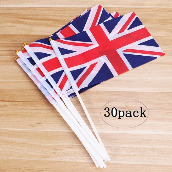30Pack Hand Held Small Mini Flag British Flag Untied Kingdom UK Stick ...
