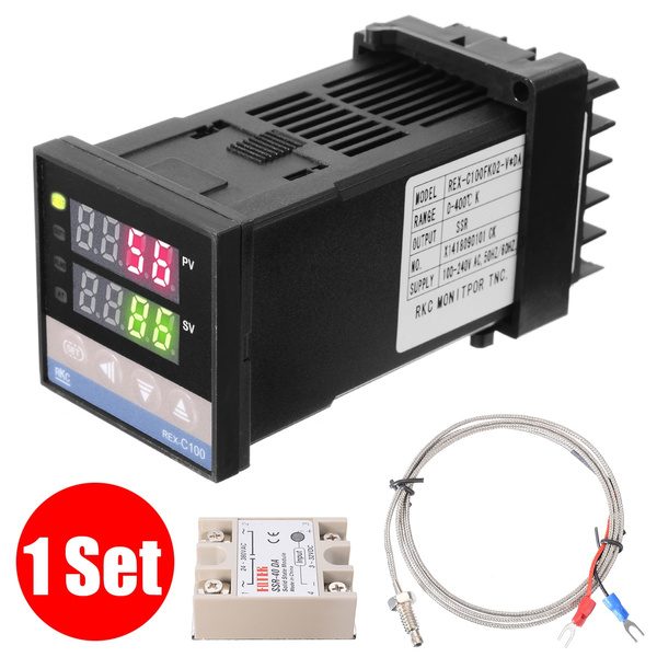REX-C100 LCD PID Temperature Controller + Solid State Relay + K ...