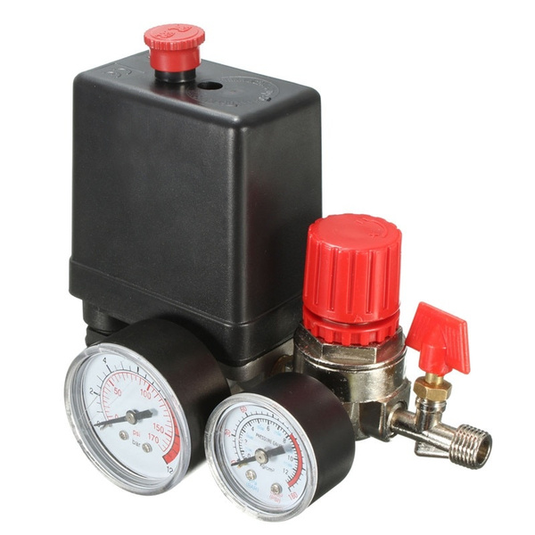 Air Compressor Pressure Valve Switch Manifold Relief Regulator Gauges 7 ...