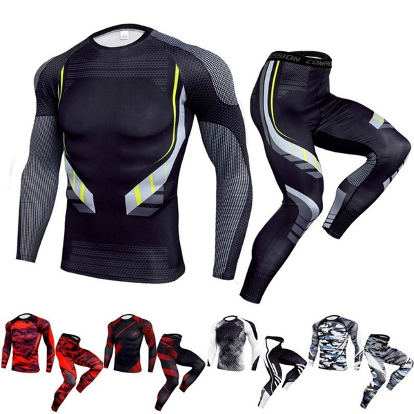 Newest Fitness Suits Compression Sets T Shirt Men 3D Printed MMA ...