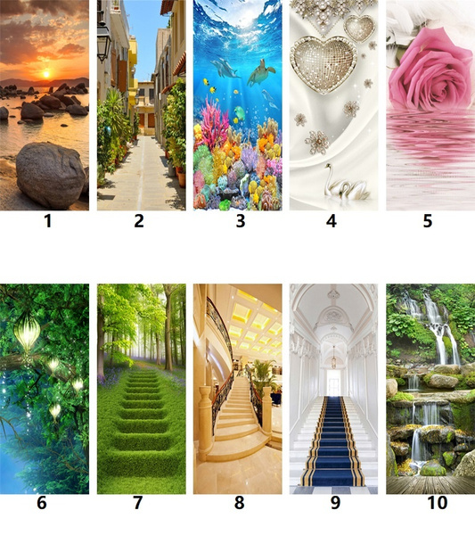 Wholesales Door Sticker Door Wrap Rose Stairs Waterfall Door Wall ...