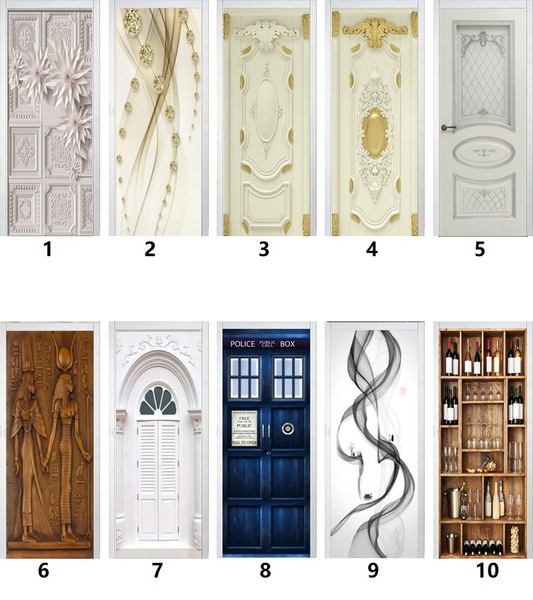 Classic Door Sticker Door Wrap Egpty Pattern Carving Embossed Gate Door ...
