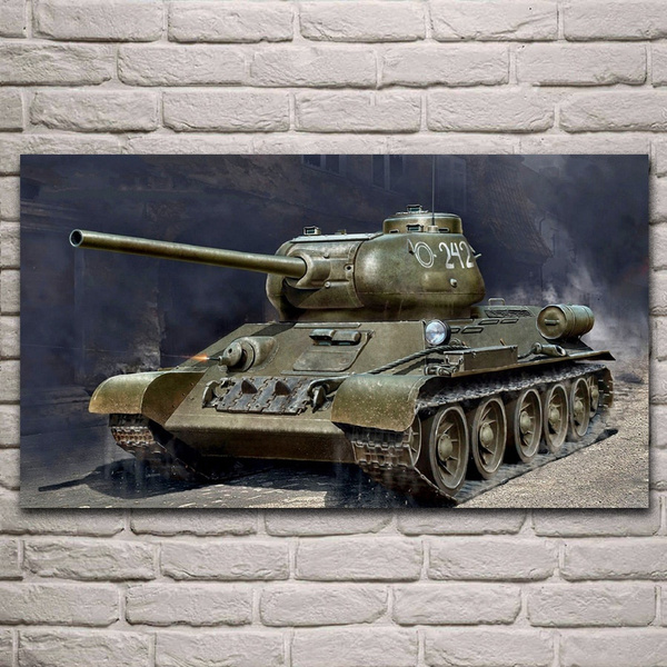 T 34 85 Soviet Middle Tank Ww2 Artwork Living Room Decoration Home Wall Art Decor Metal Sign ...