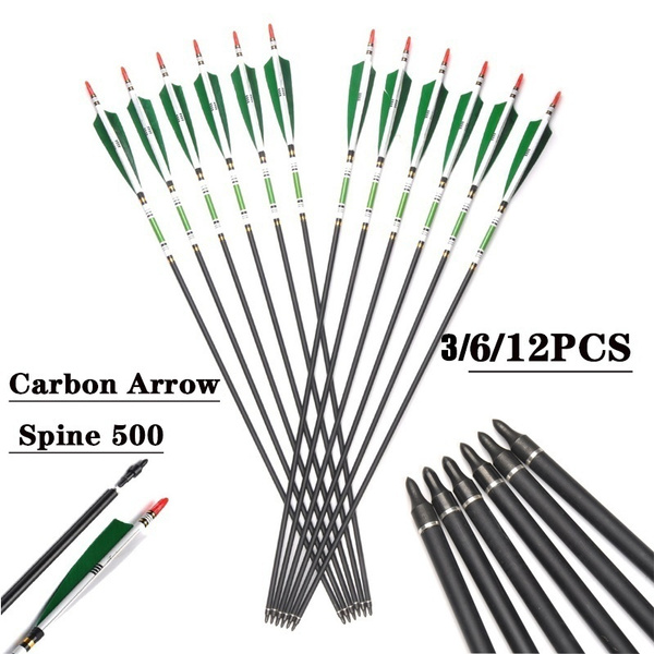 3/6/12PCS 31/33 inch High Quality Carbon Arrows Spine 500 OD 7.6mm ID 6 ...