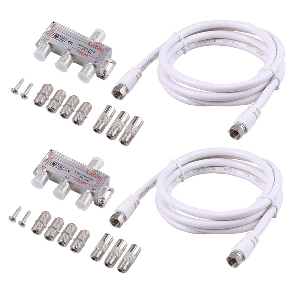 2PCS 3-Way Coax Cable Splitter MoCA 5-2500MHz for Video VCR Cable TV ...