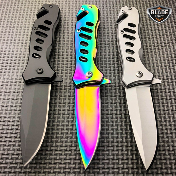 6.5" Tactical Spring Assisted Open Folding Rescue Camping Survival ...