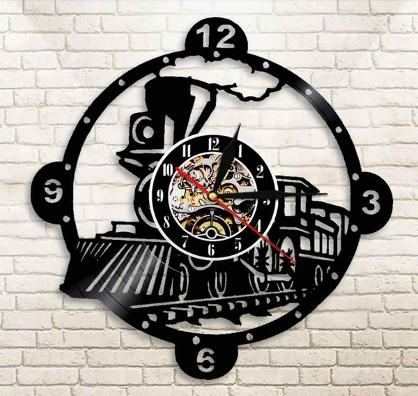 Vintage Steam Locomotive Train Wall Clock Steam Engine Vinyl Record ...