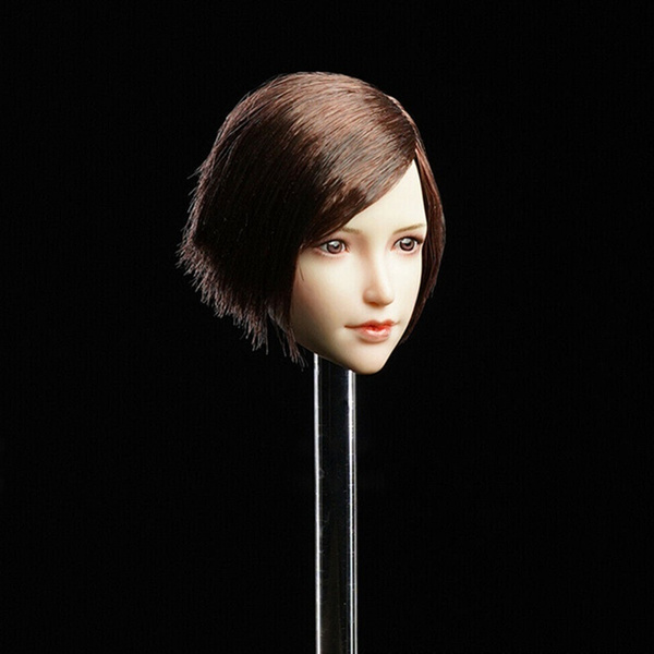 1/6 Scale Asian Beauty Feamle Girl Head Sculpt Carved Model Short Hair ...