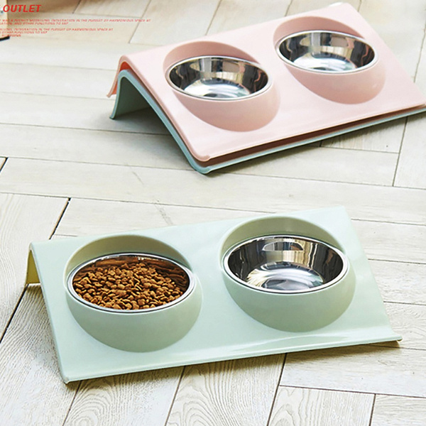Double Dog Bowl Pet Feeding Station Stainless Steel Water Food Bowls ...