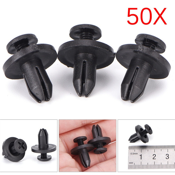 50pcs 6 mm Auto Car Bumper Fender Retainer Push Black Plastic Clips ...