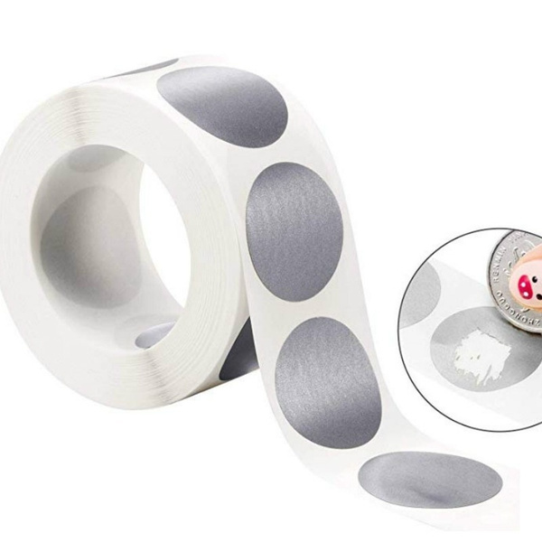 300pcs/roll Round silver Scratch Off Stickers 1 Inch Scratch Off Labels ...