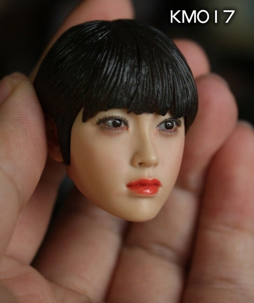 1/6 Scale Short Black Hair Asian Girl Head Sculpt for 12" Female Action ...