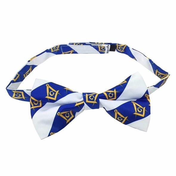 Masonic bow Tie Silk made White & Blue Color with Compass and G logo | Wish