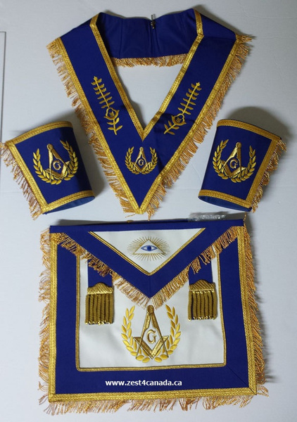 Masonic Regalia Set Master Mason Apron Collar Cuffs Gold Fringe | Wish