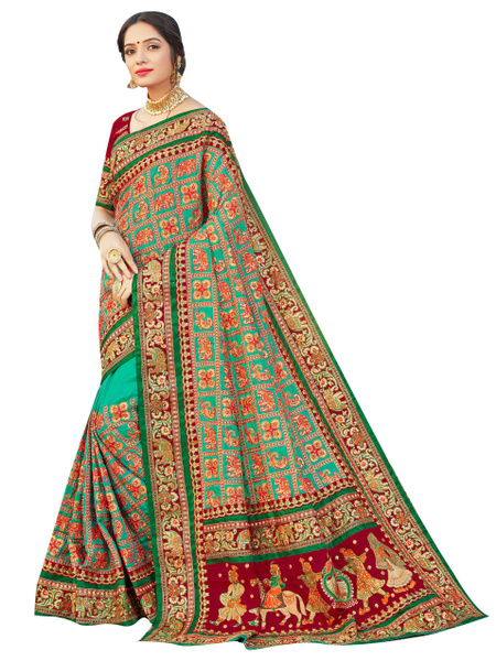 Bollywood Indian Sarees Pakistani Sari || Teal Colour Saree || Satin ...